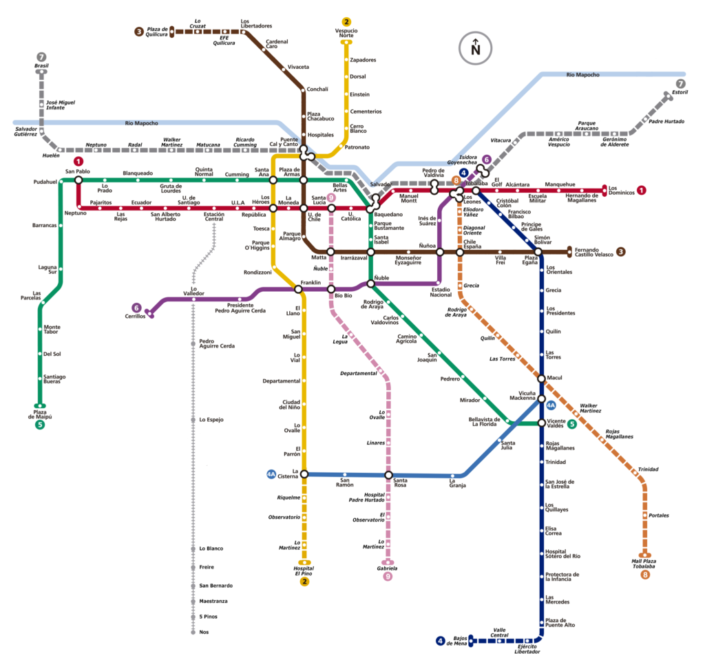 Mapa del Metro de Santiago de Chile 【2025】